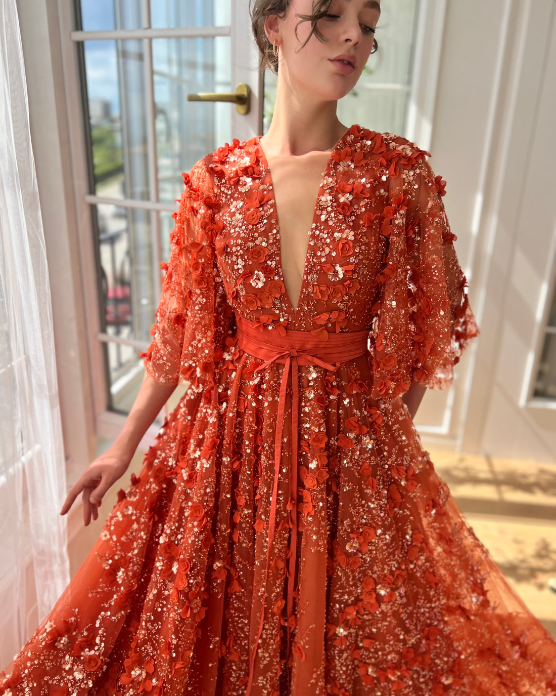 Vivid Amber Ball Gown | Teuta Matoshi