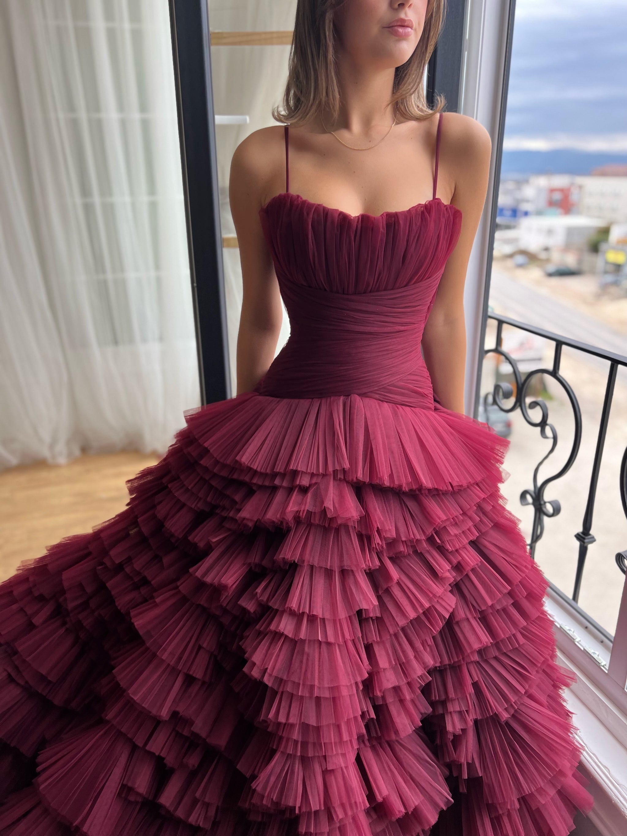 Ruby Ruffle Gown | Teuta Matoshi