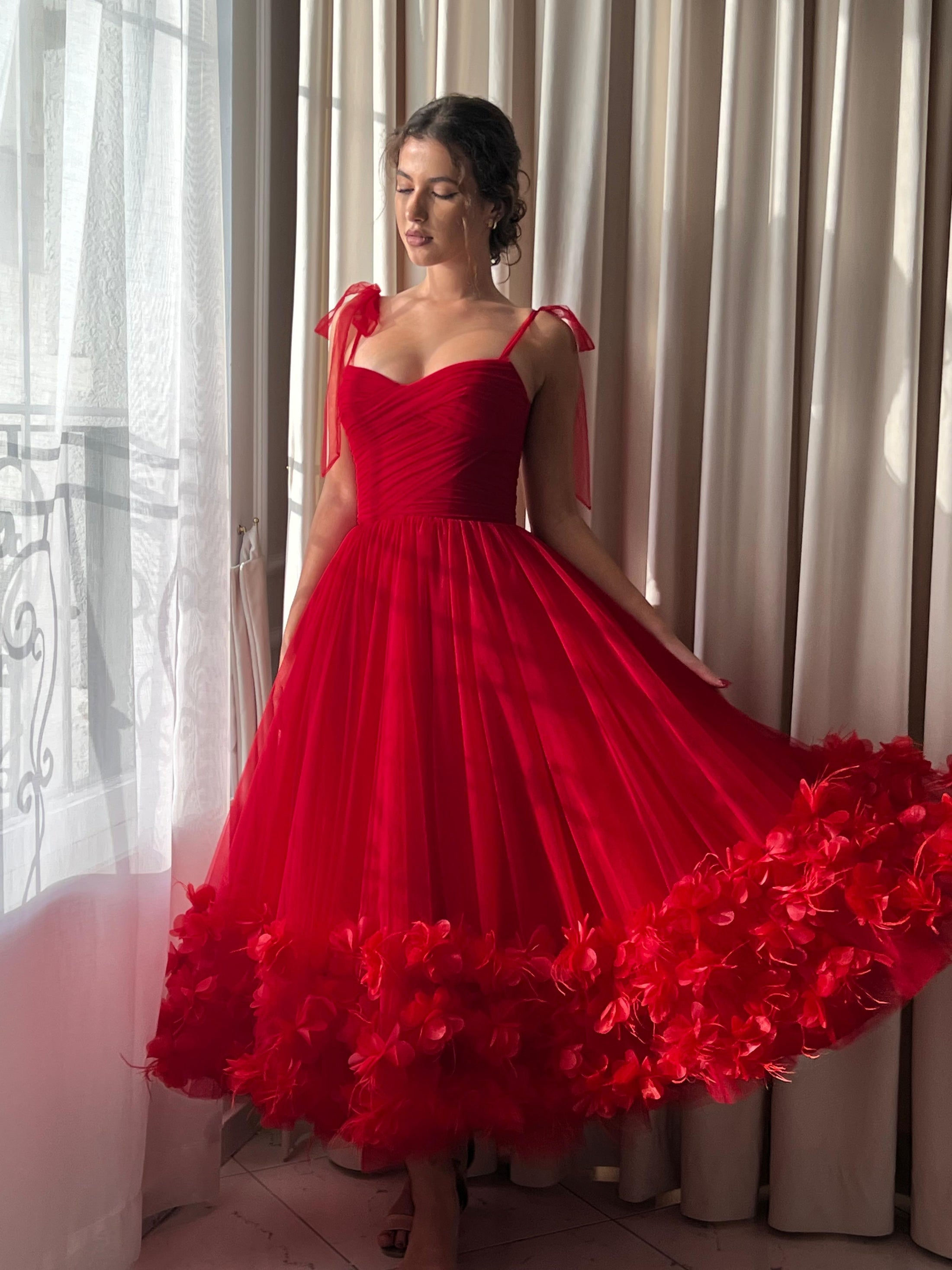 Fiery Rose Midi Dress– Teuta Matoshi
