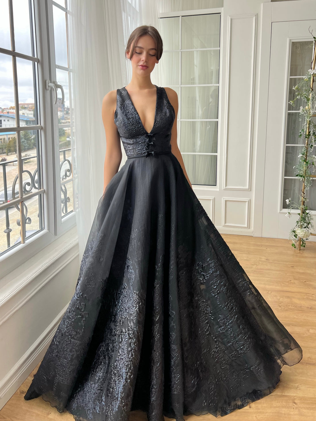 Raven Frosted Wing Gown | Teuta Matoshi