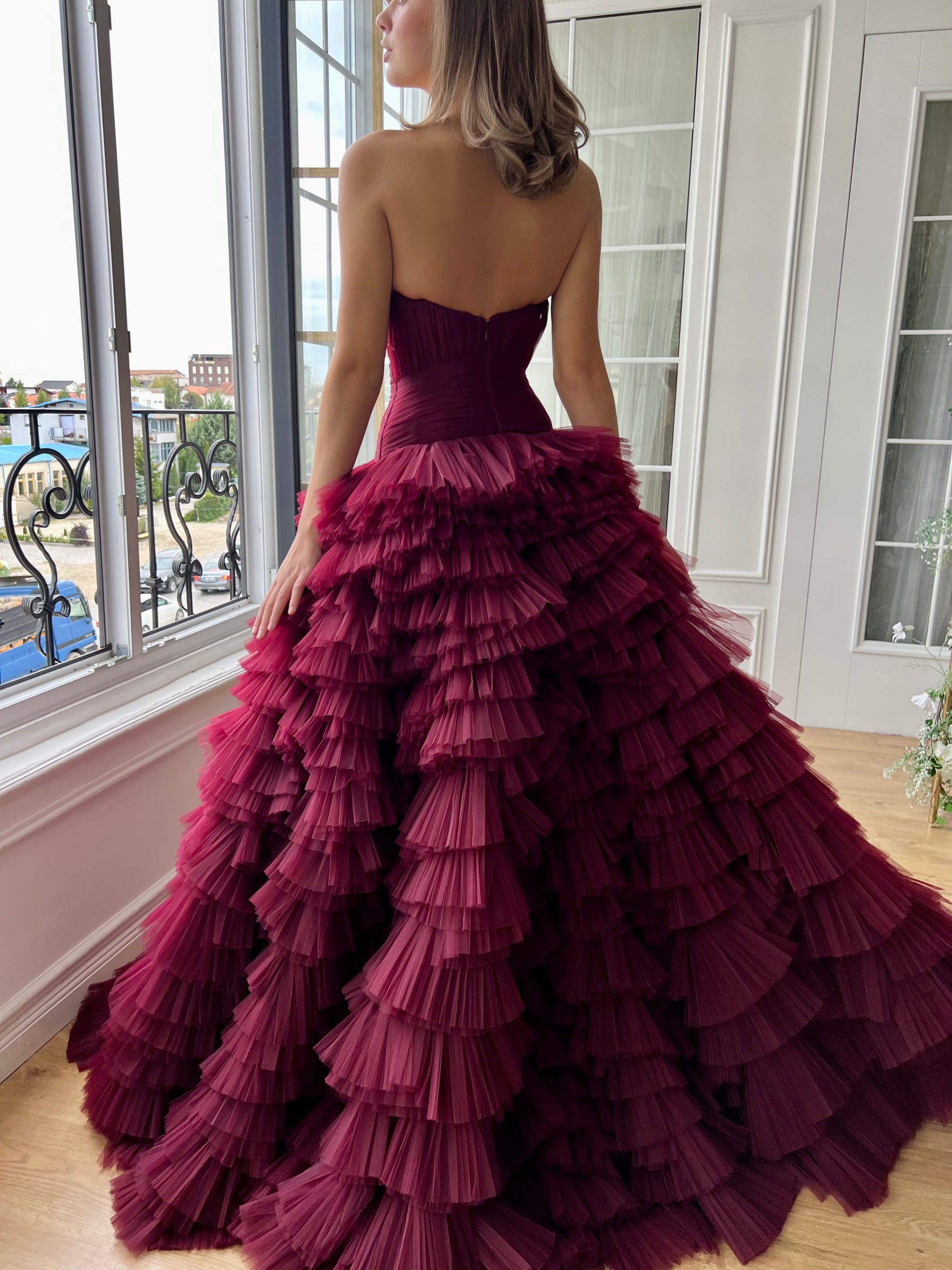 Ruby Ruffle Gown | Teuta Matoshi