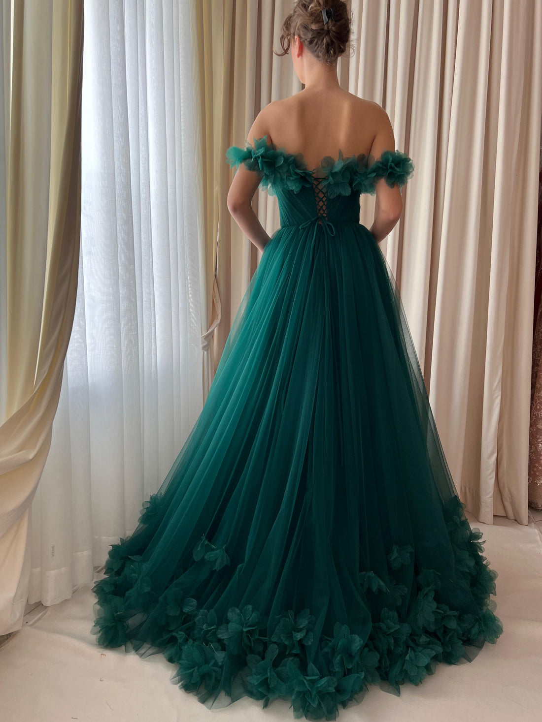 Teal Breeze Tulle Gown– Teuta Matoshi
