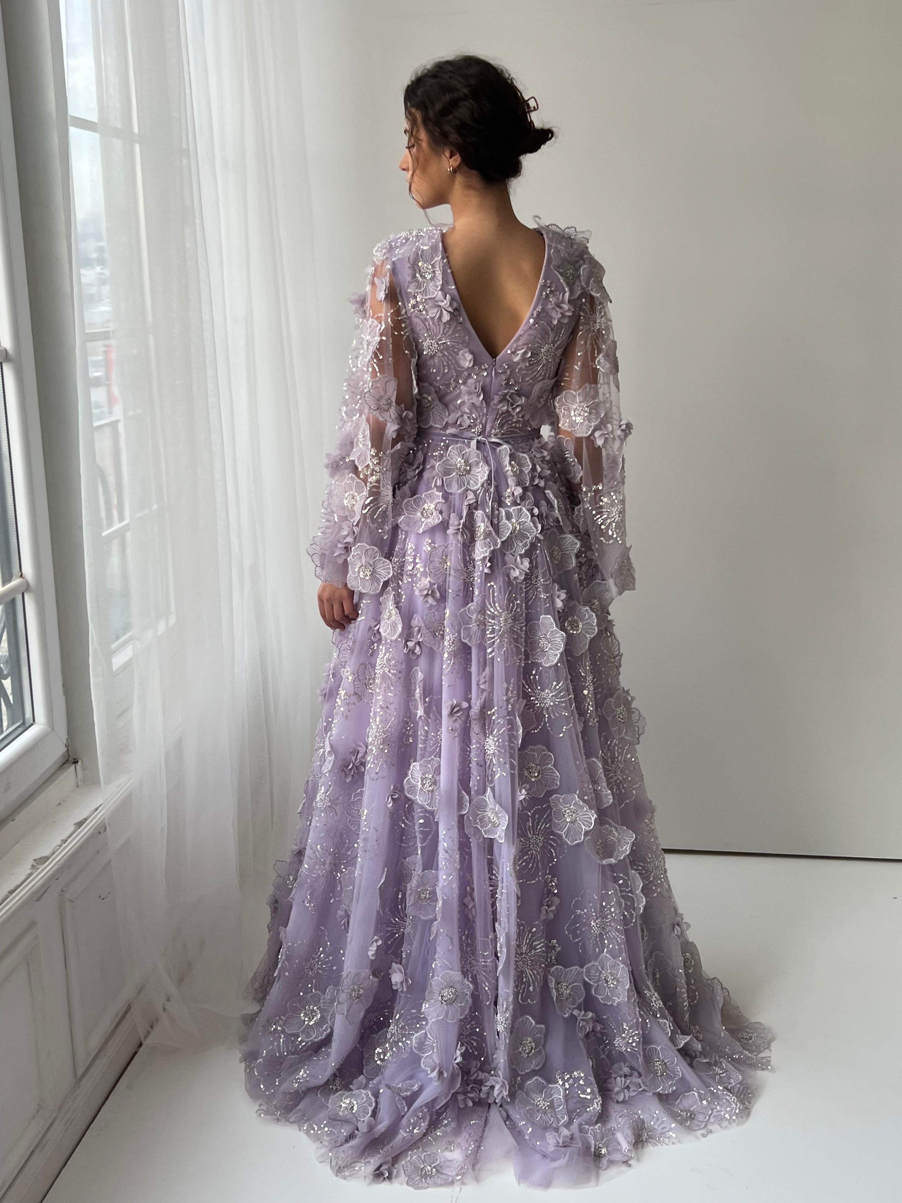 Periwinkle Magnolia Allure Gown | Teuta Matoshi