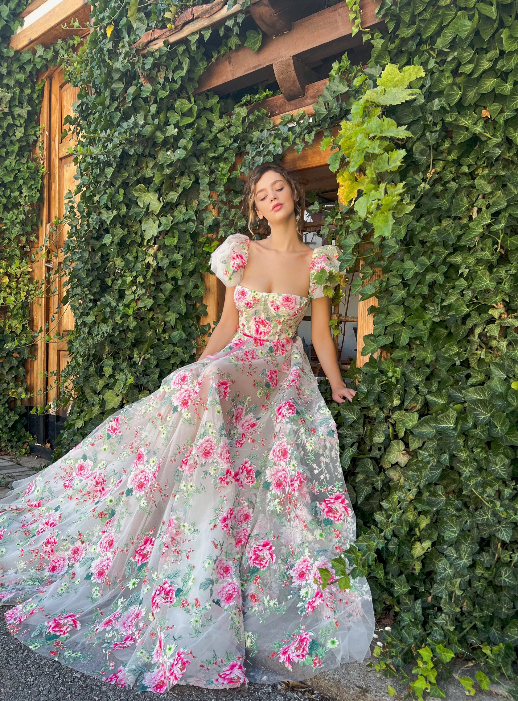 Enchanted Elegance Rose Gown– Teuta Matoshi